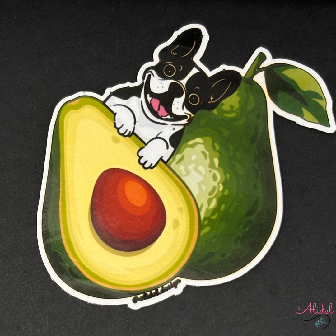 Avocado Frenchie Sticker – Alidel Design